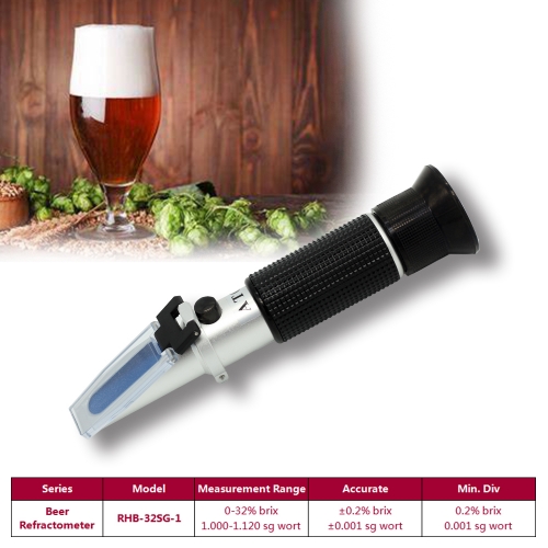 0-32% brix beer refractometer，1.000-1.200 wortSG ATC wine fractometer